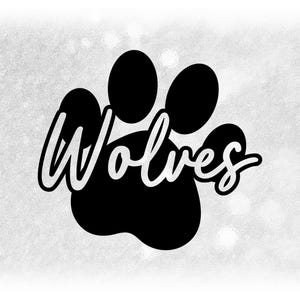 Sports Clipart: Black Script "wolves" Team Name Cutout of Silhouette of ...