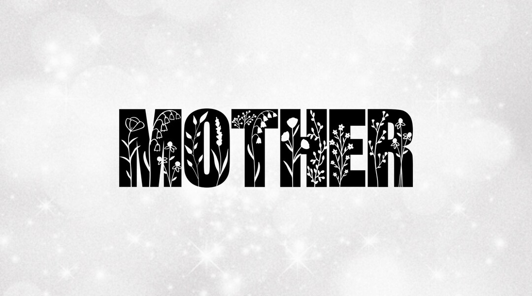 Family Clipart: Bold Black Style Word "mother" With Patch of Many ...