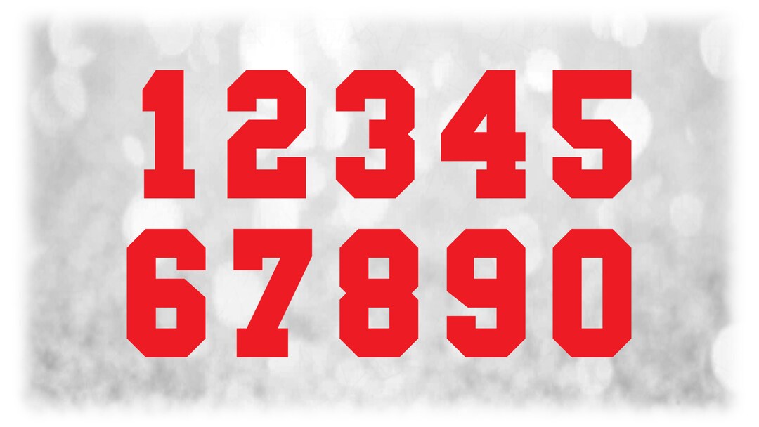 Sports: Jersey Number Templates Grouped on ONE Single Sheet - Red Block ...
