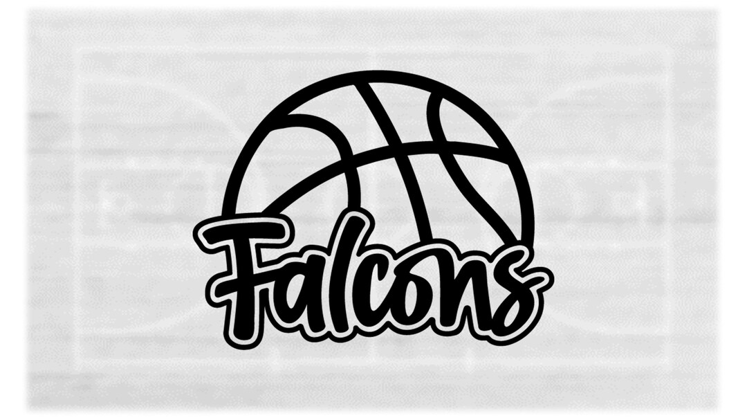 Sports Clipart: Black Half Basketball With Fun Script "falcons" Team Mascot Name - Change Color ...