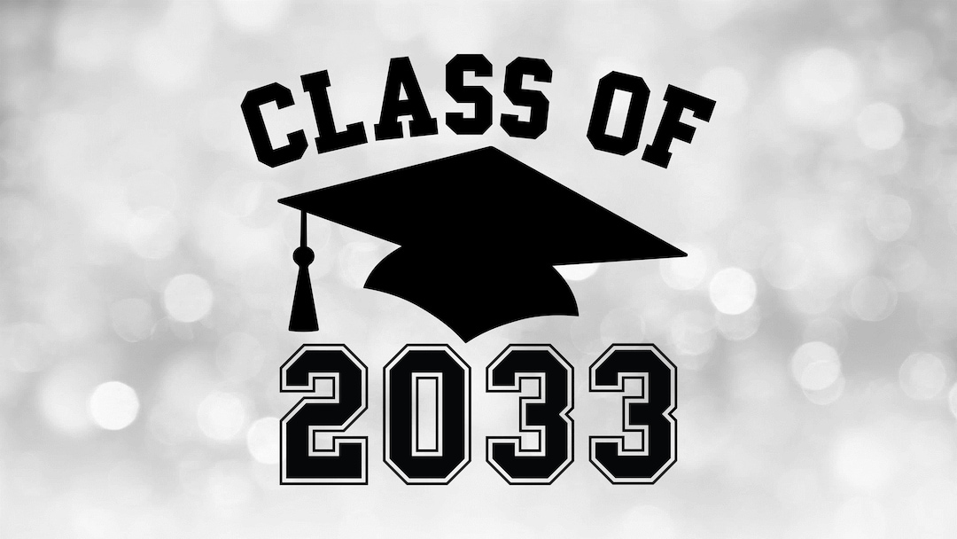 Educational Clipart: Black Class of 2033 Arched College Style Letters ...