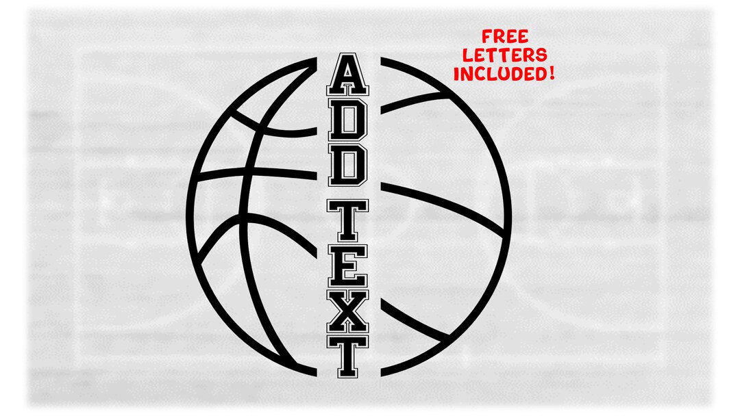 Sports Clipart: Black Basketball Outline Split Name Frame to ...