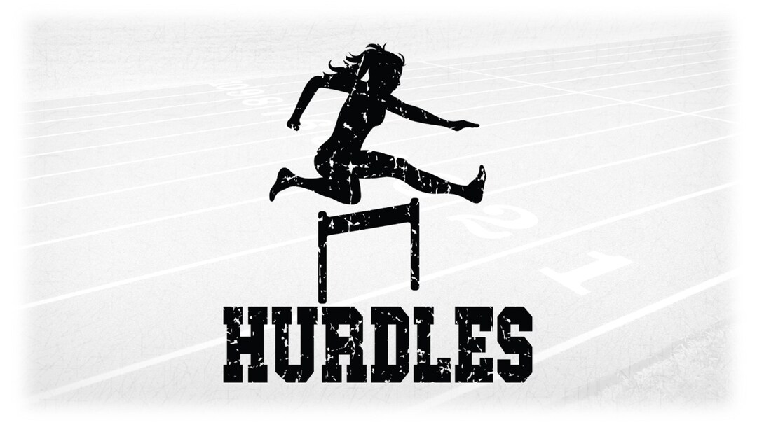 Sports Clipart: Distressed Black Silhouette of Track & Field Female ...