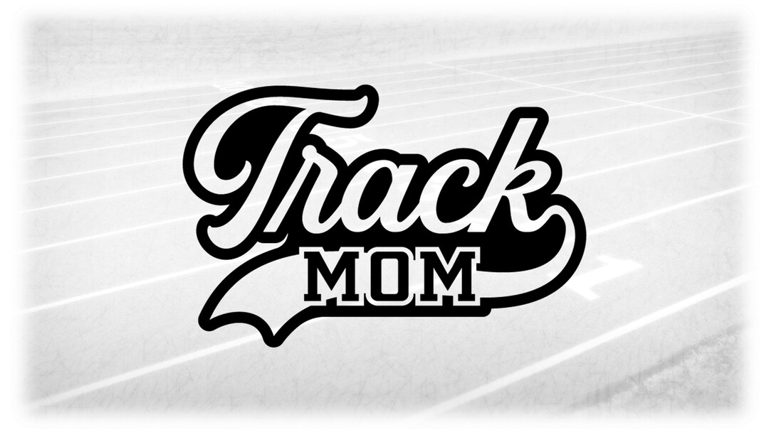 Sports Clipart: Black Script Word track With Varsity Style mom Cutout ...