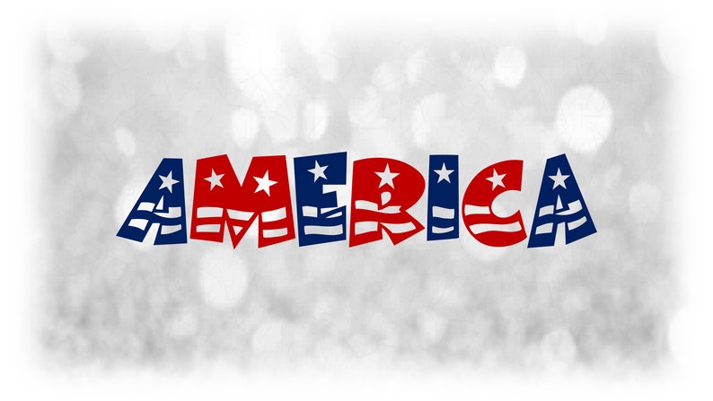 Geography Clipart: Red and Blue Word america in - Etsy