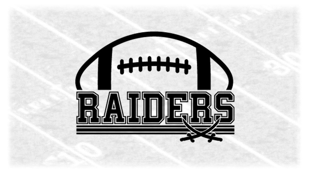 Sports Clipart: Black Half Football With Varsity Style raiders Mascot ...