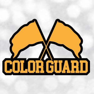 Sports Clipart: Gold Words color Guard With Crossed Marching Band Flags ...