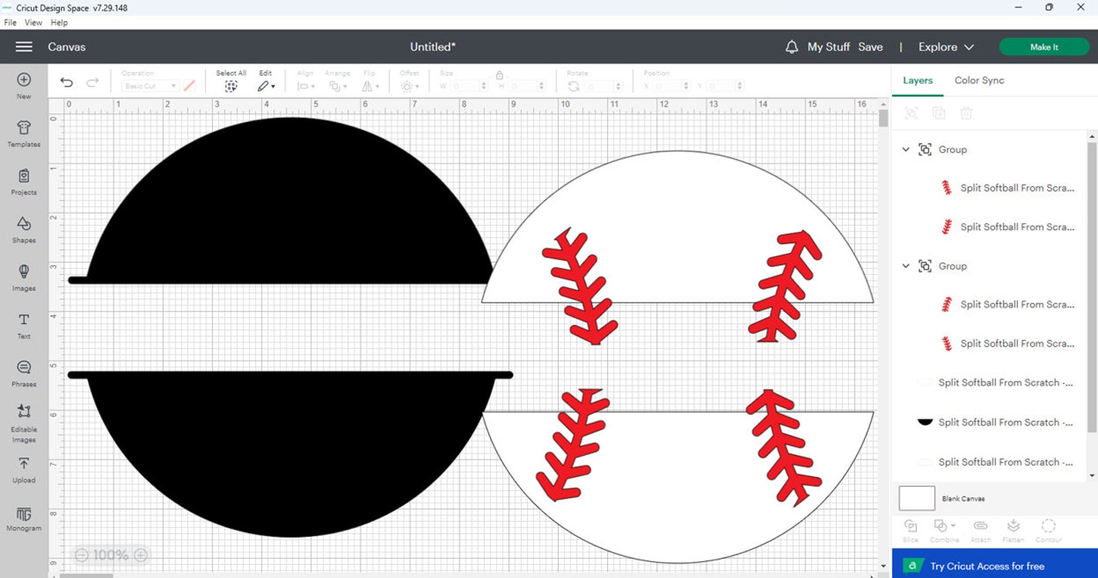 Sports Clipart: Layered Black White and Red Split Baseball - Etsy