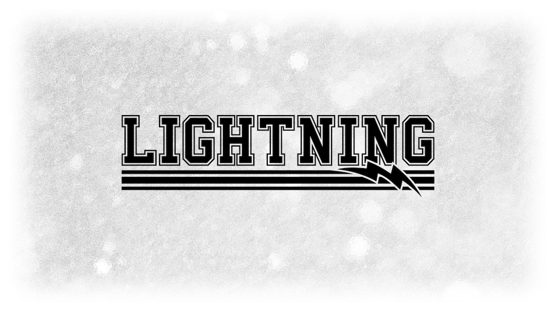 Sports Clipart: Black Bold "lightning" Team Name in Varsity Style Above ...