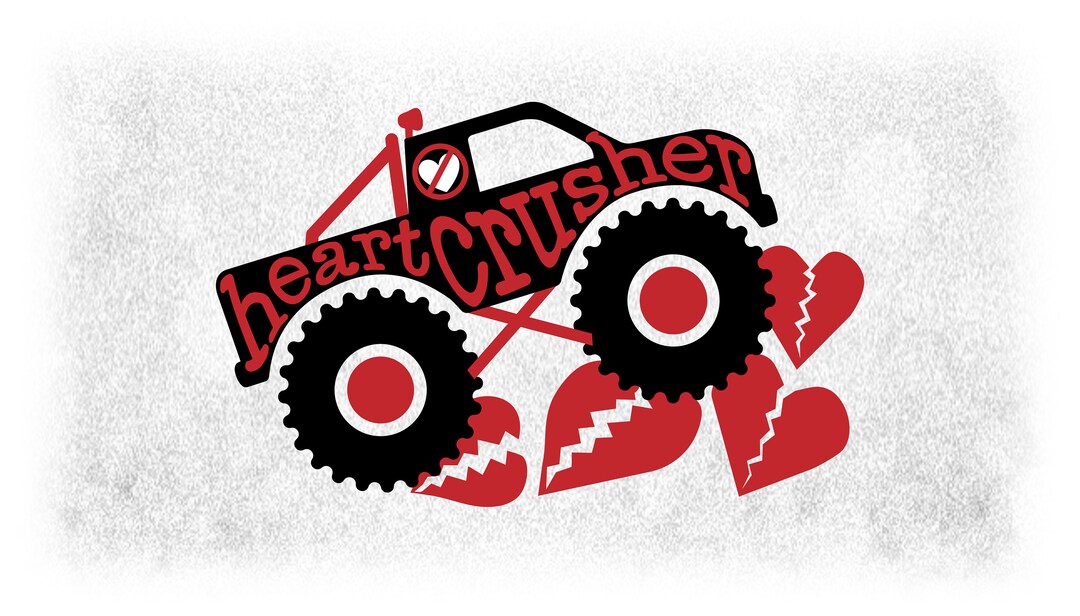 Holiday Clipart: Black Monster Truck With Red Words "heart Crusher" and ...