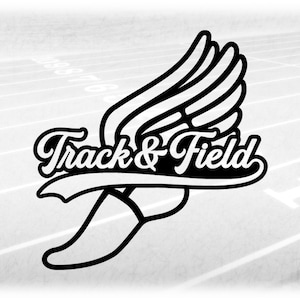 Sports Clipart: Black Script Words "track & Field" Cutout of Winged ...