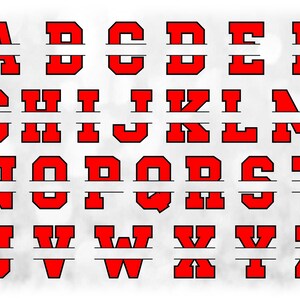 Sports Clipart: Red & Black Alphabet Letter Split Name Frame Templates ...