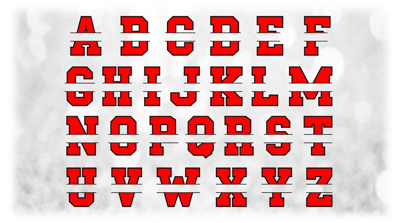 Sports Clipart: Red & Black Alphabet Letter Split Name Frame - Etsy
