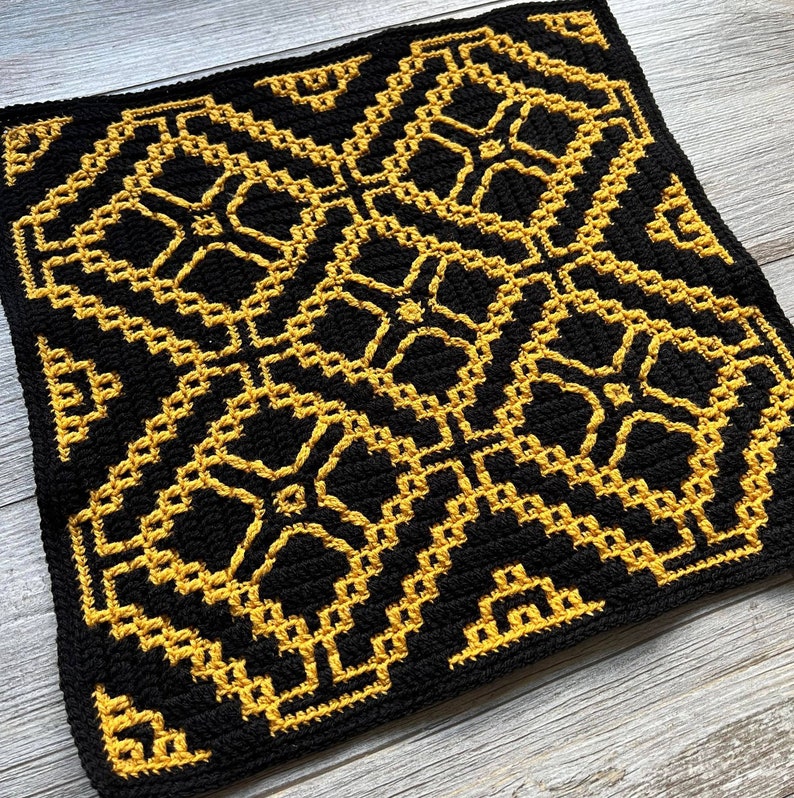 Square Staire Mosaic Crochet Square Pattern, Mosaic Blanket Pattern, Mosaic Crochet Pattern ...