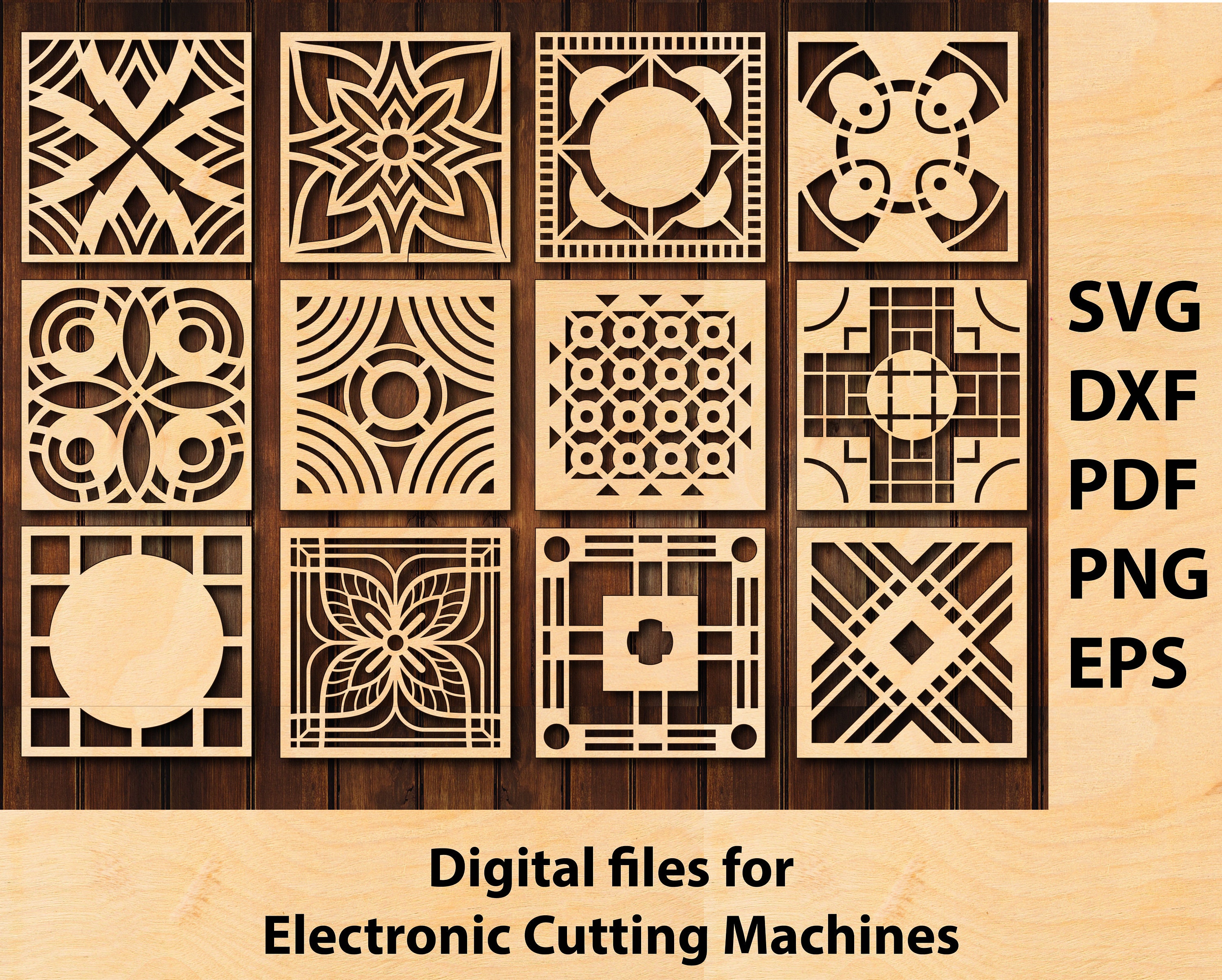 Geometric Square Coasters 12 Digital Files for Laser Cut SVG - Etsy