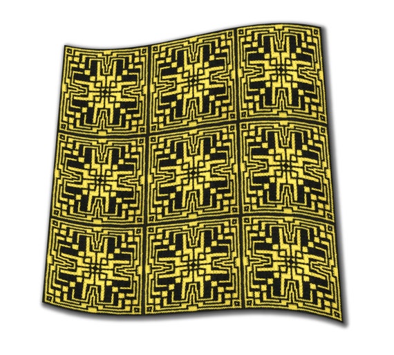 Art Deco Tile 2 Mosaic Crochet Square Pattern Mosaic Crochet | Etsy