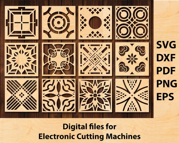 12 Square Coaster SVG Coasters Stencil DXF Circle Wall | Etsy