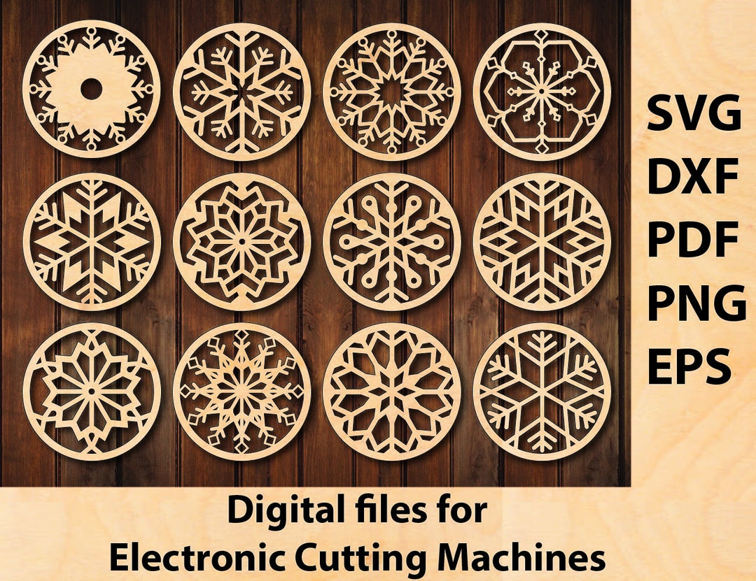 12 Snowflake Laser Cutting Files, Snowflake Decor, Snowflake Coaster ...