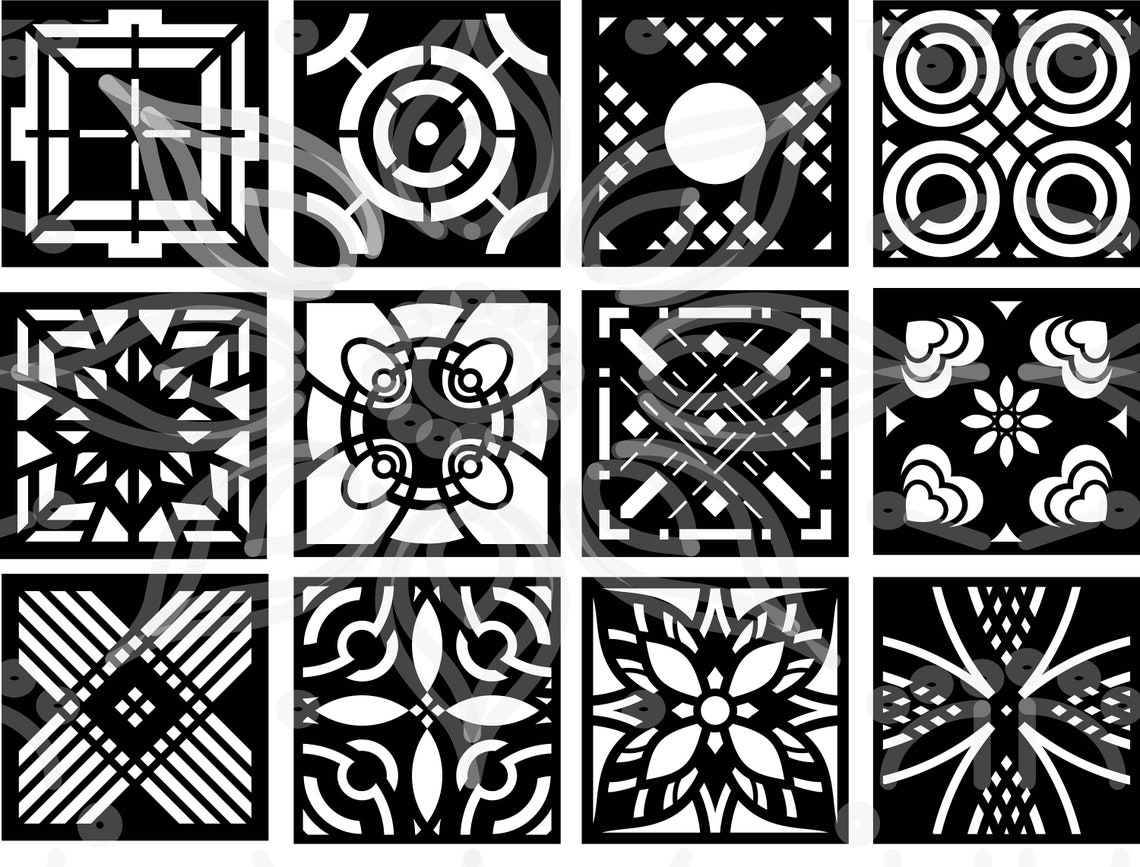 12 Square Coaster SVG, Coasters Stencil DXF, Circle Wall Decor ...