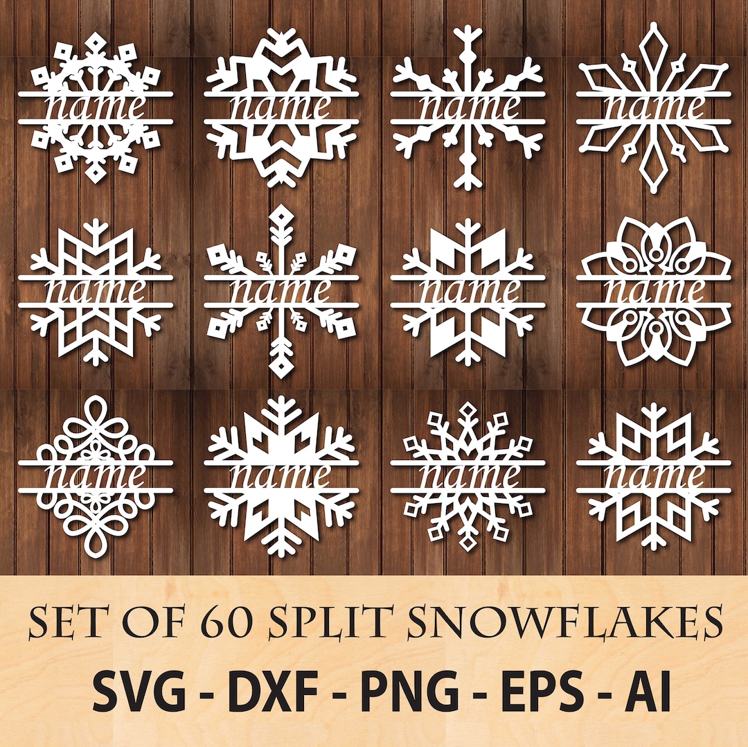 Split Snowflake SVG Bundle, Snowflakes Digital Download, Christmas ...