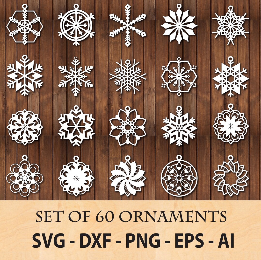 Snowflake SVG Bundle, Christmas Tree Ornament Files, Winter Snowflake ...