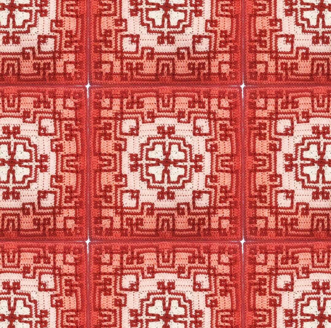 ARABESKI 9 Mosaic Crochet Square Pattern, Mosaic Blanket Pattern ...