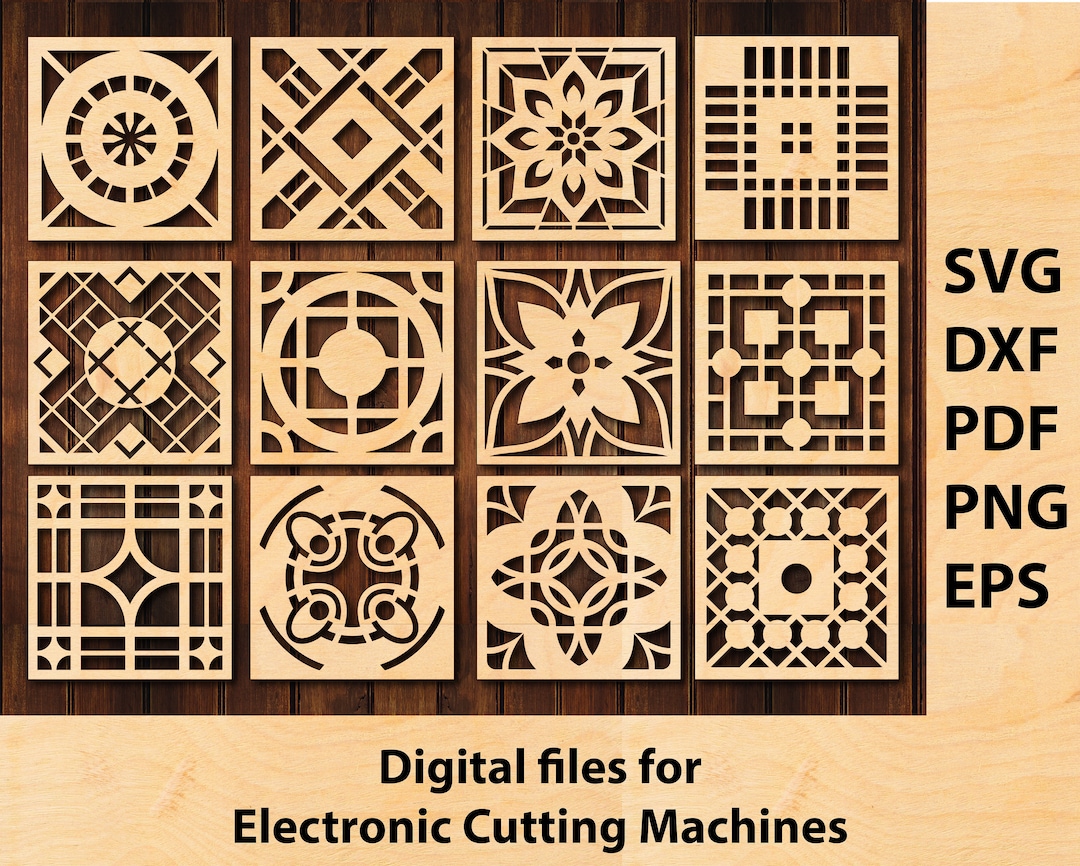 12 Coaster SVG, Coasters Stencil DXF, Circle Wall Decor, Papercut ...