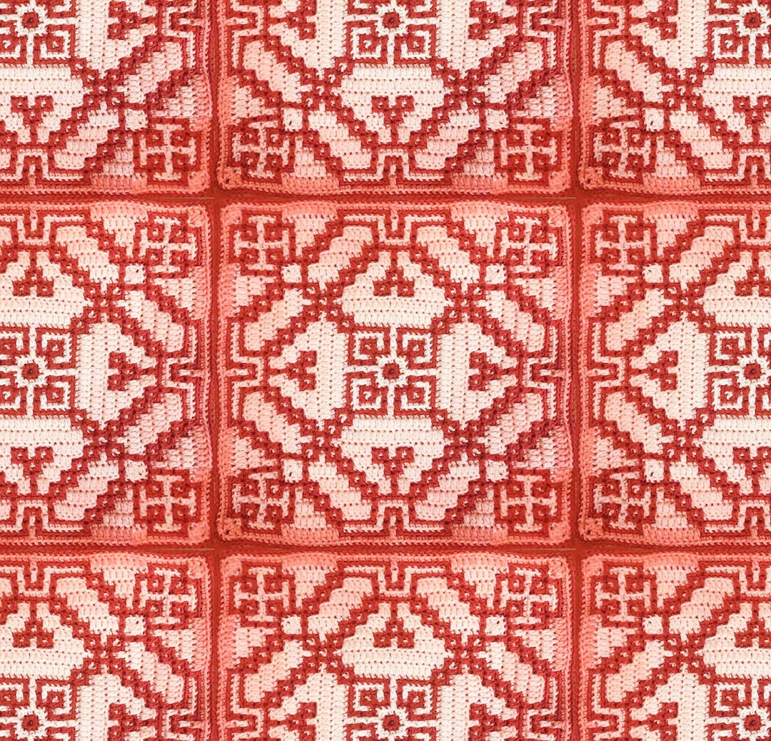 ARABESKI 12 Mosaic Crochet Square Pattern, Mosaic Blanket Pattern ...