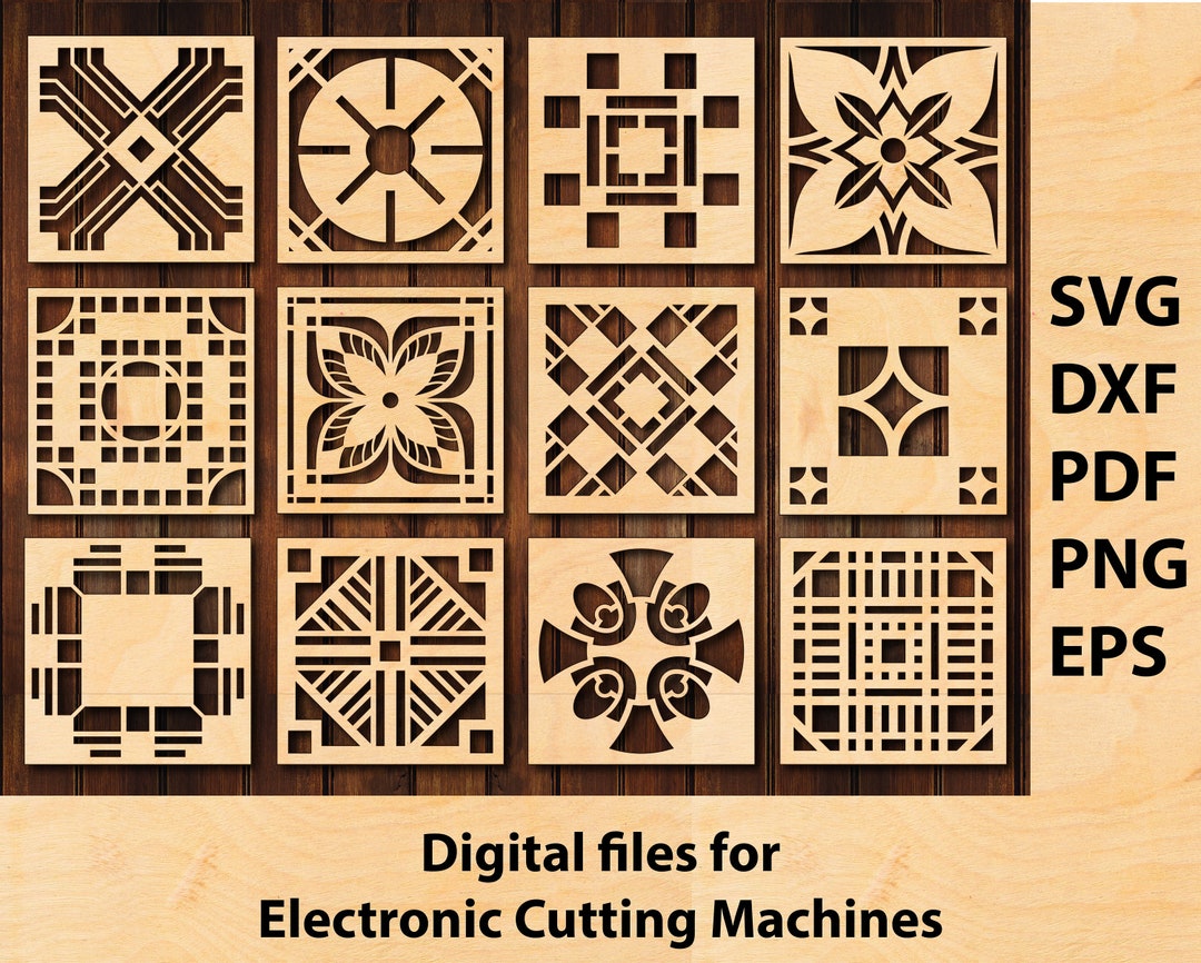 12 Coaster SVG, Coasters Stencil DXF, Wooden Wall Decor, Papercut ...