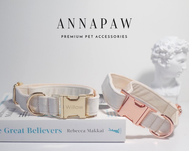 White Dog Collar With Name Thick Velvet Dog Collar Wedding - Etsy