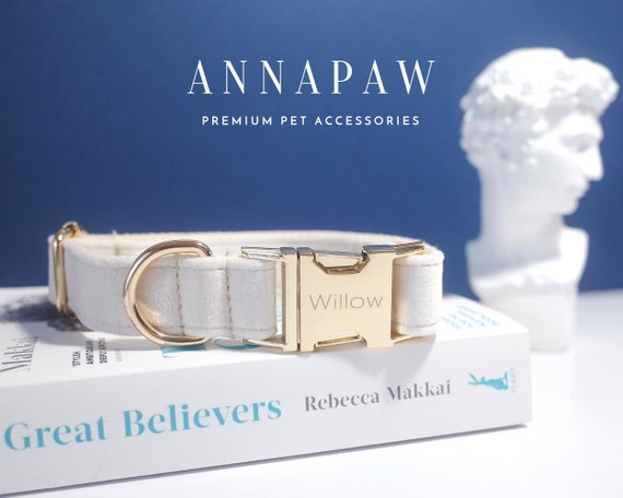 White Dog Collar With Name Thick Velvet Dog Collar Wedding - Etsy
