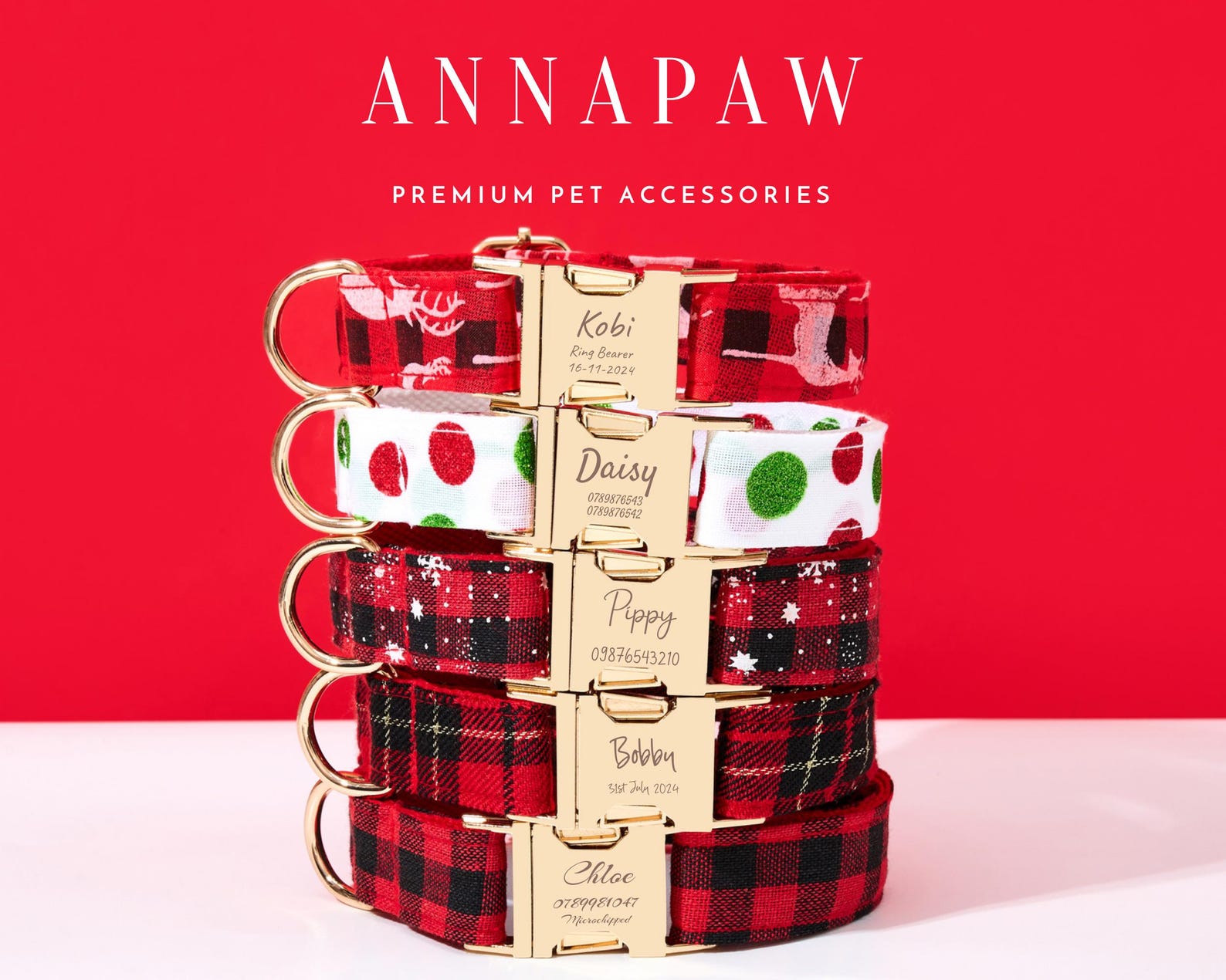 Personalized Green Pet Collar Leash Bowtie Set-perfect Christmas Gift ...