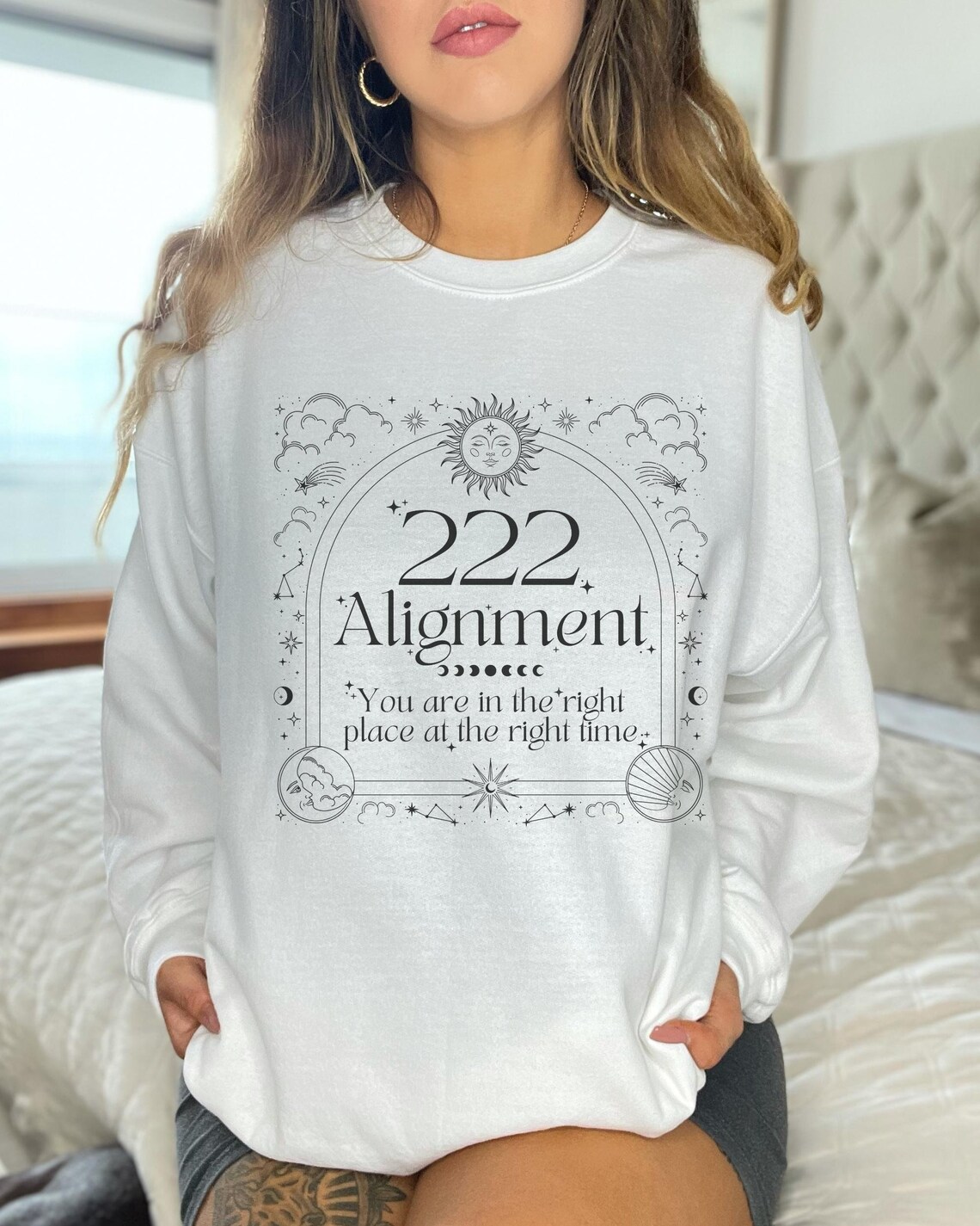 222 Angel Number Angel Core Angel Number Moon Sweatshirt Angel - Etsy