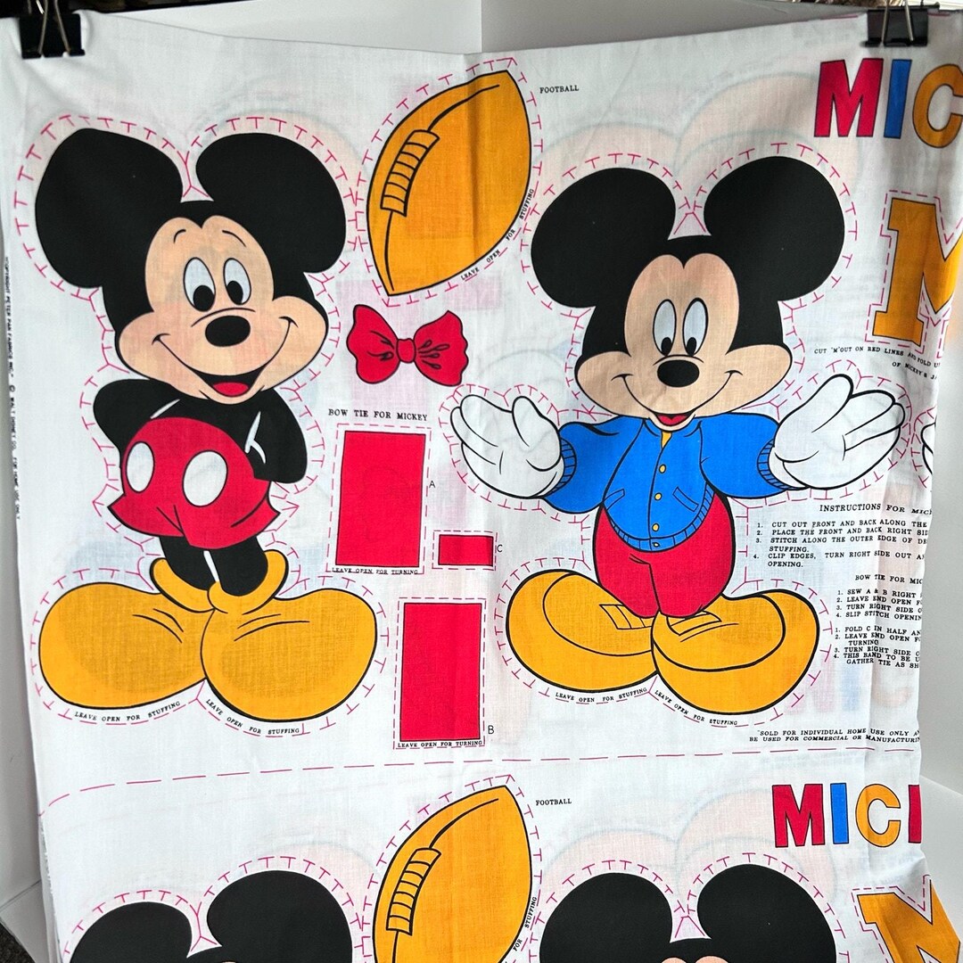 Walt Disney Mickey Mouse Fabric Panel Makes 8 Cut and Sew Mickey Dolls ...