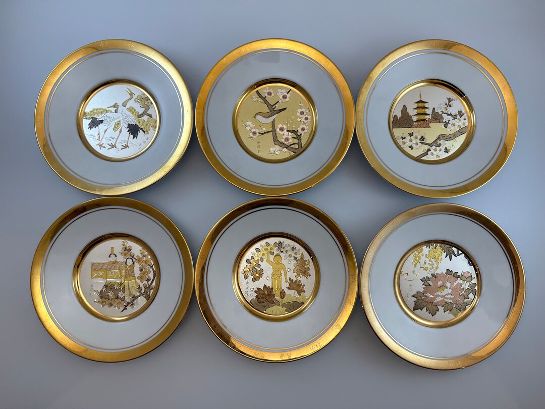 The Hamilton Collection Japanese Floral Calendar Chokin Plate - Etsy