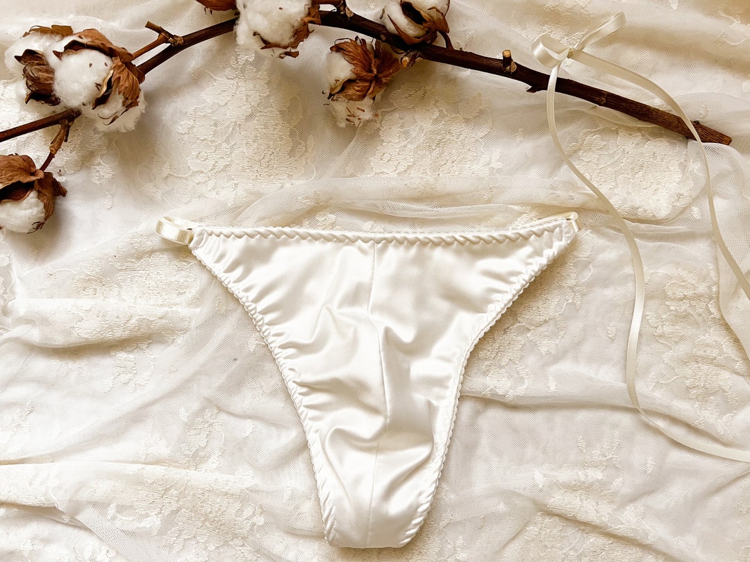 Mens Luxury Ivory Milky Satin Thong, Mens Thongs Panties Ivory Thongs ...