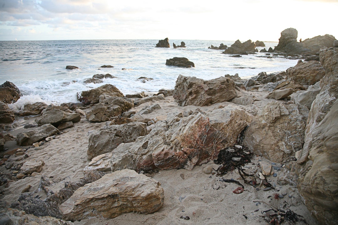 Peaceful Rocky Beach Scene, Muted Hues, Wall Gallery Image, Home Decor ...