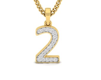 Gold Number Pendant - Etsy