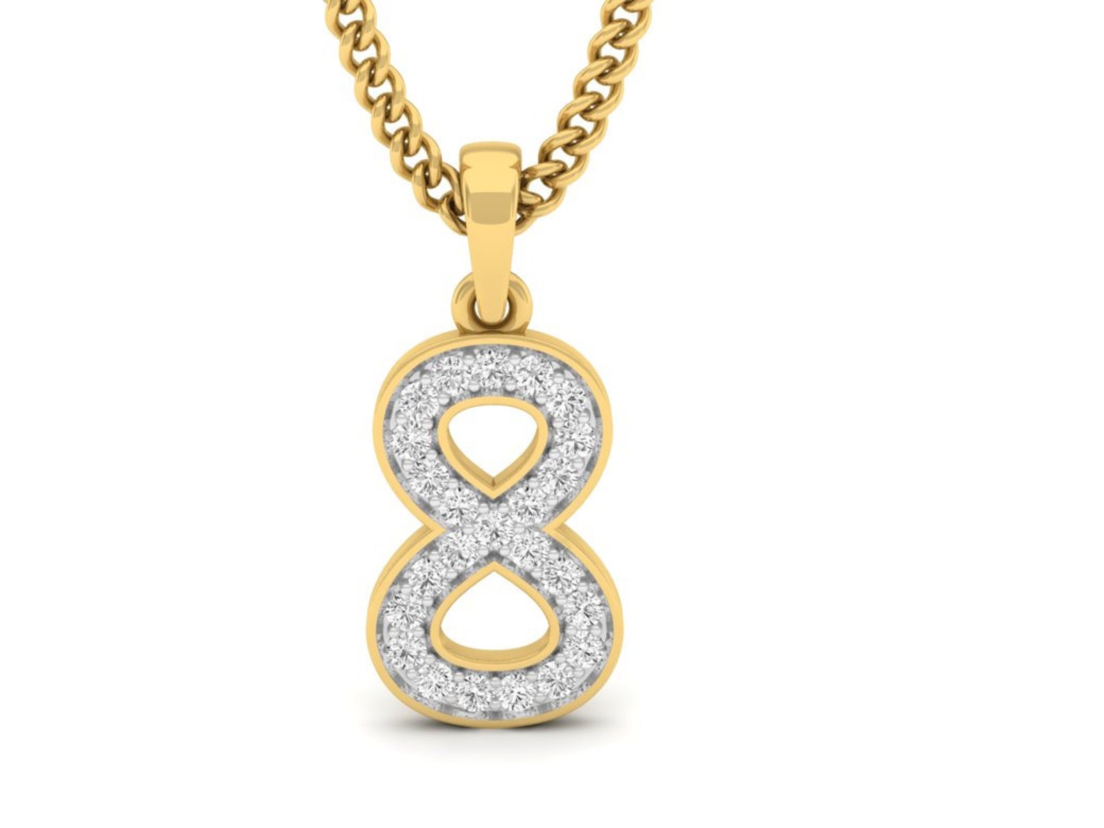 14K Gold Natural Diamond Number 8 Pendant Charm - Etsy UK