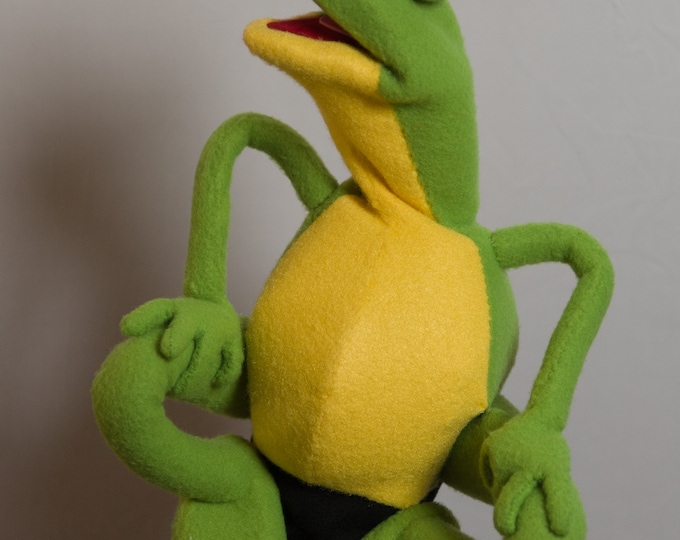 Custom Professional Puppet, Professional Frog Hand Puppet, Green Yellow ...