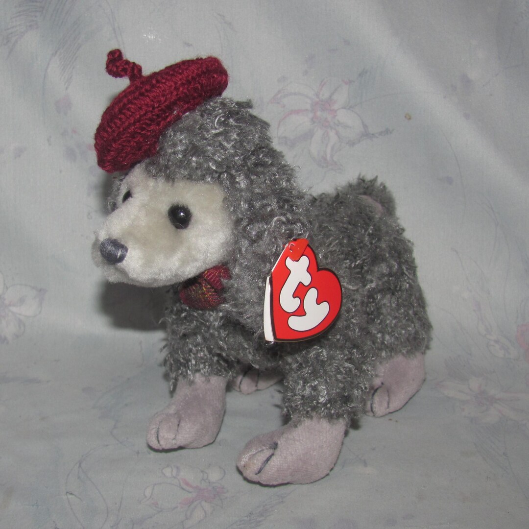 1993 TY Plush Attic Treasures Collection Grey Poodle Cheri - Heart Hang ...