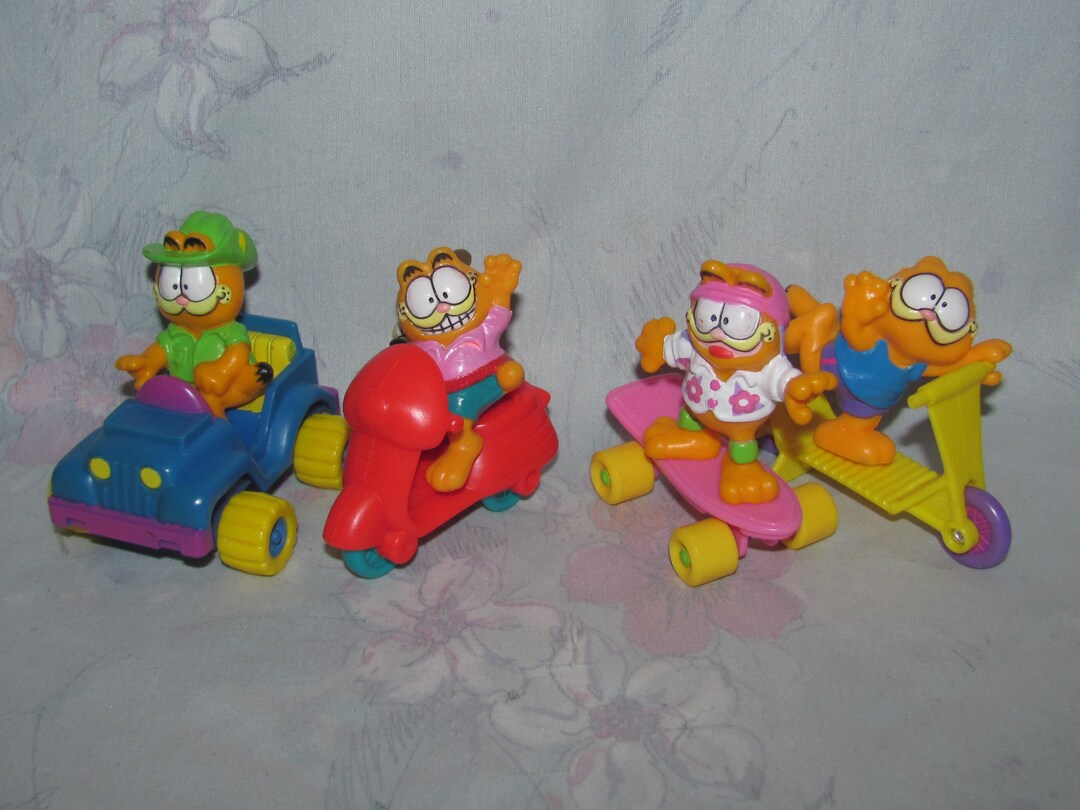 4 Vintage Mcdonalds Happy Meal Garfield Premium PVC Toys Set of 4 Jeep ...