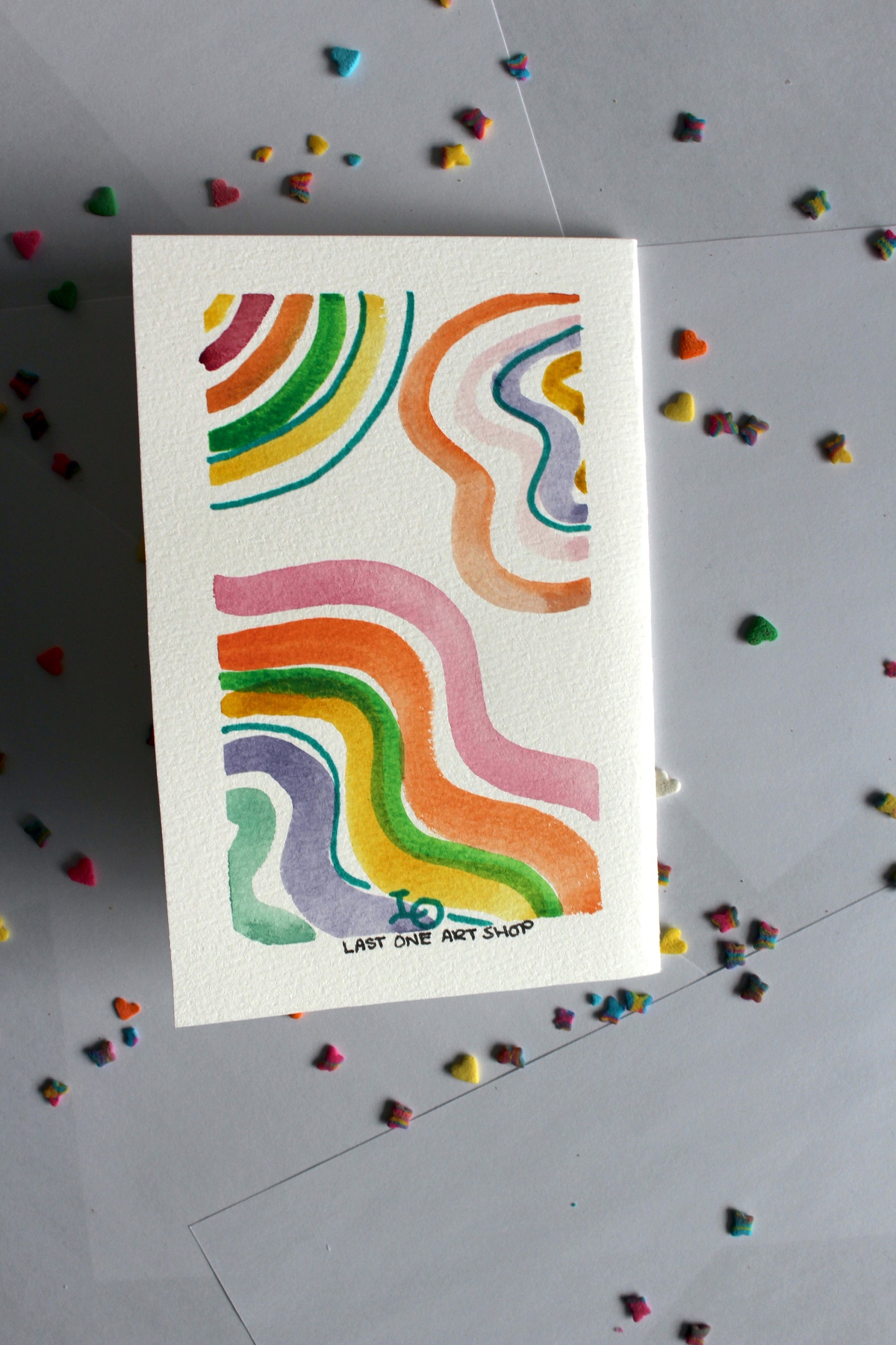 Modern Squiggle Birthday Card, Handmade Birthday Gifts, Colourful Wavy ...