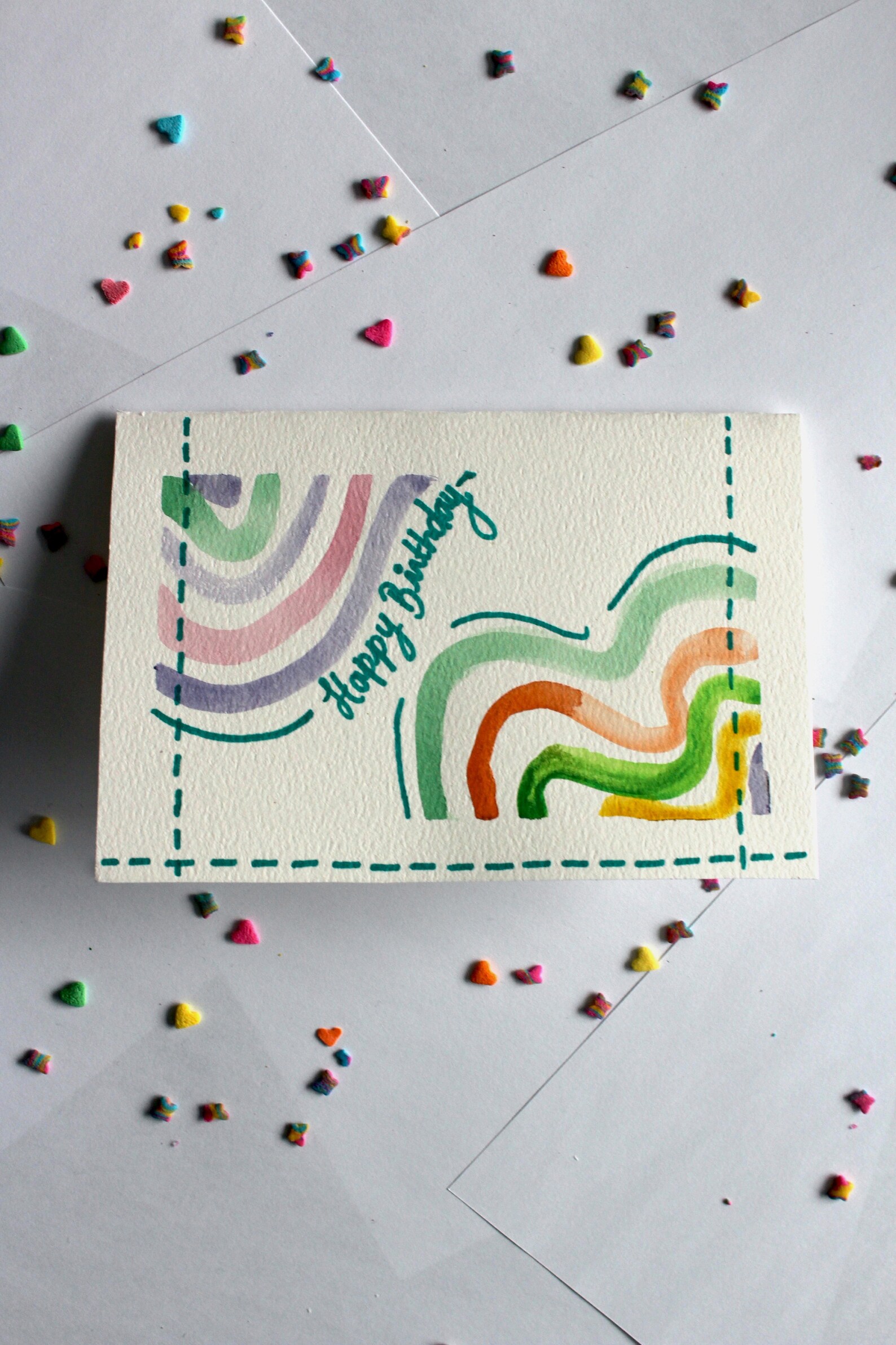 Modern Squiggle Birthday Card, Handmade Birthday Gifts, Colourful Wavy ...