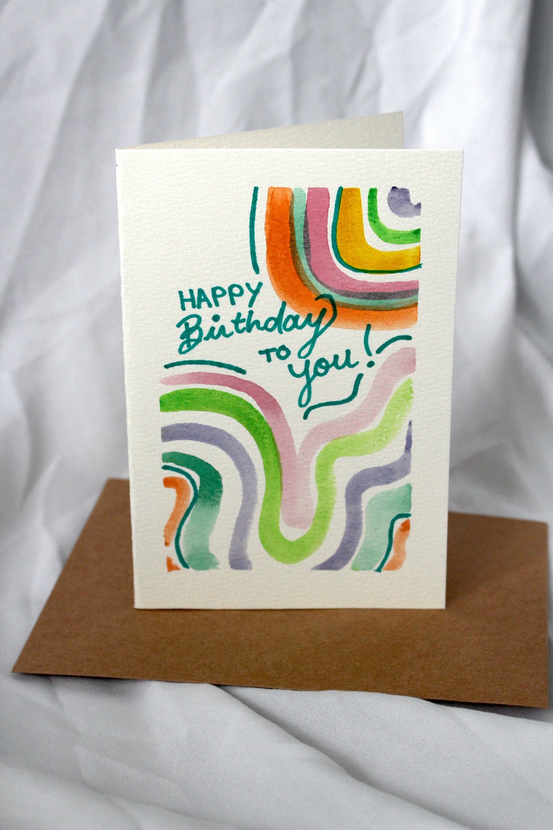 Modern Squiggle Birthday Card, Handmade Birthday Gifts, Colourful Wavy ...