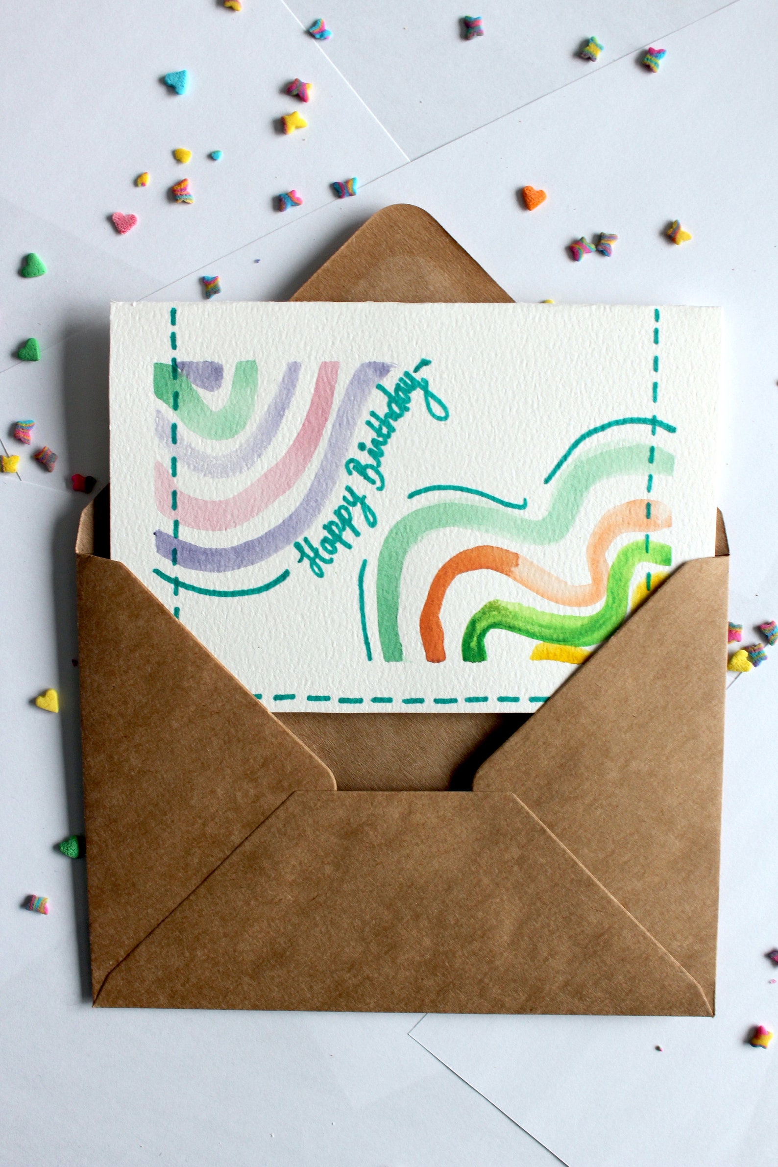 Modern Squiggle Birthday Card, Handmade Birthday Gifts, Colourful Wavy ...