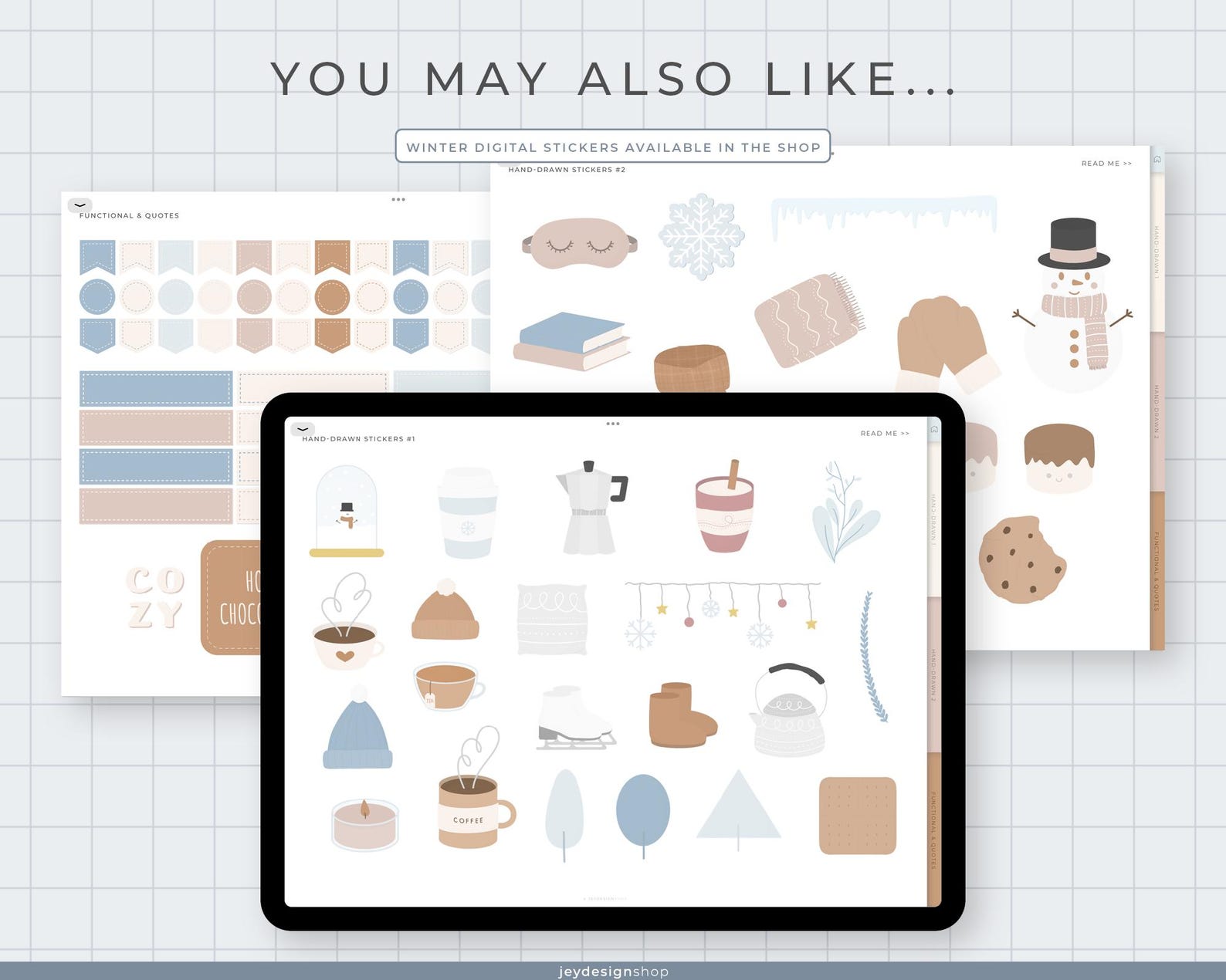 January Digital Stickers | 155 Hand-drawn, Functional & Quotes Stickers ...