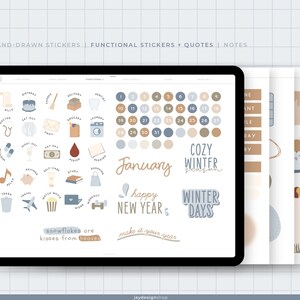 January Digital Stickers | 155 Hand-drawn, Functional & Quotes Stickers ...
