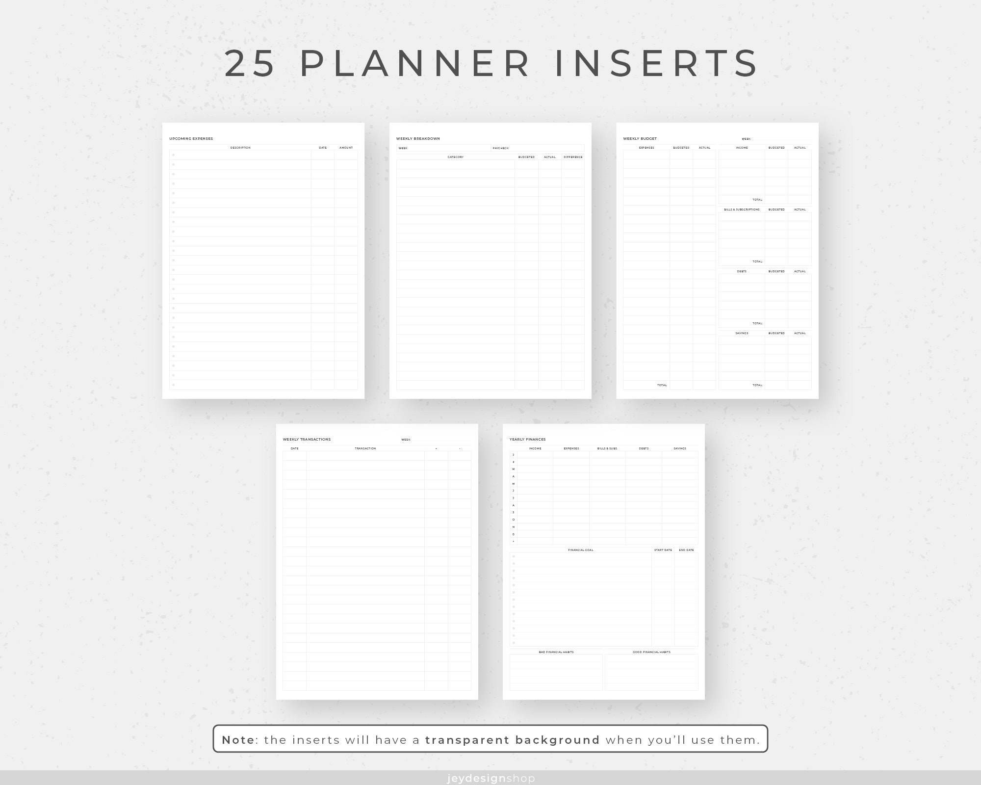 Budget Digital Planner Inserts 25 Finances Tracker Templates PDF & PNG ...