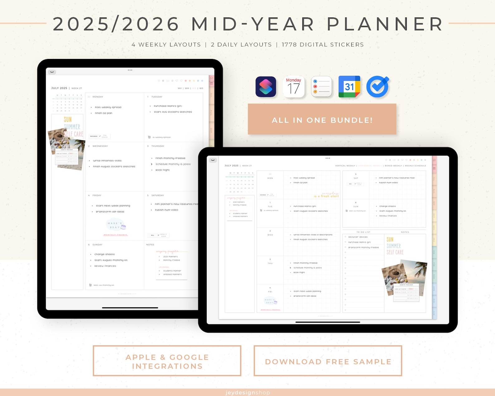 2025/2026 Mid-year Digital Planner | July-june | Yearly, Monthly ...